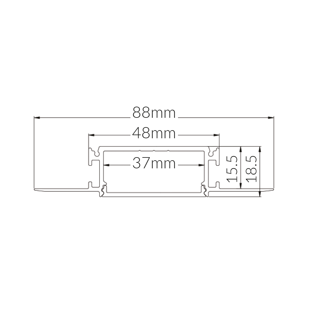 2M RECESSED PLASTER EXTRUSION WITH PC DIFFUSER - ANL Lighting