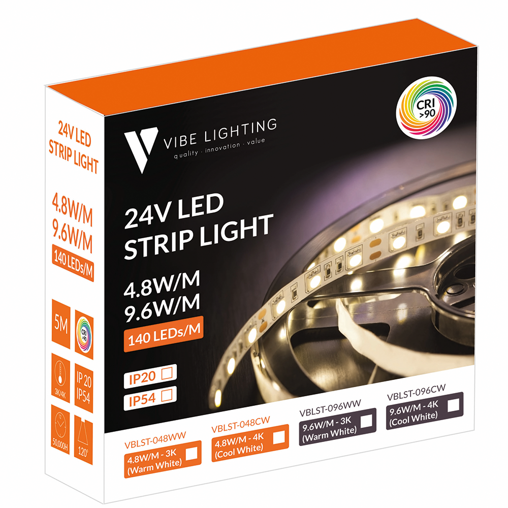 LED STRIP DIY KIT 9.6W/M 4K 24V IP20 5M W/DRIVER - ANL Lighting